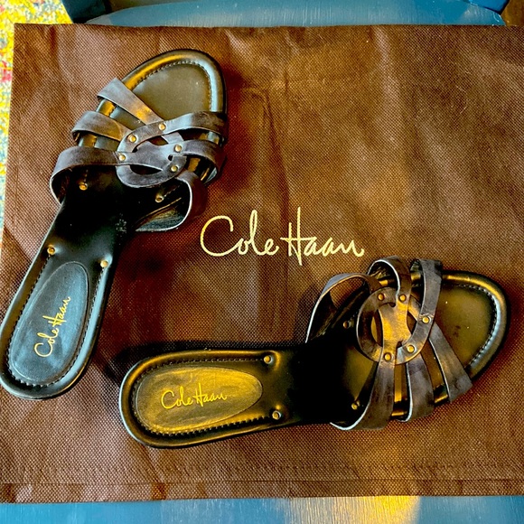 Cole Haan | Shoes | Cole Hannblack Leather Slippersb Ladies | Poshmark